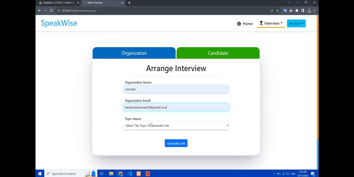 SpeakWise - AN NLP Based Online Interview Portal - Career Development Center, CUI Wah
