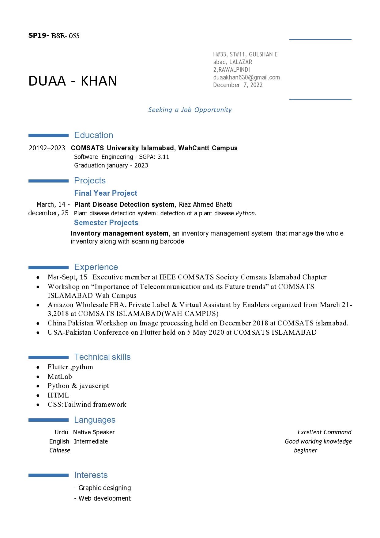 PLANT DISEASE DETECTION SYSTEM - Career Development Center, CUI Wah